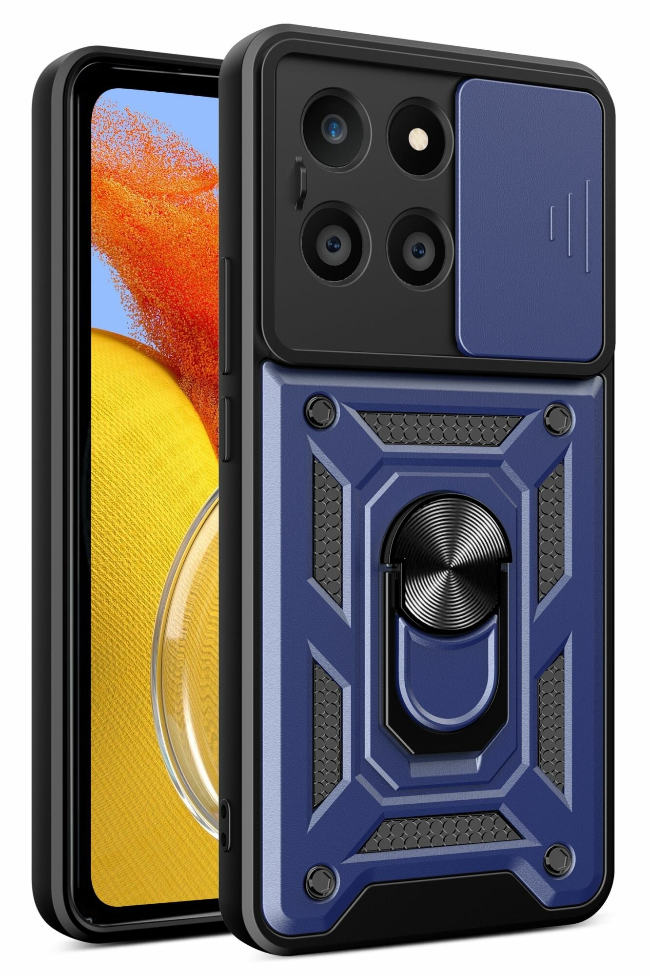 Чехол противоударный для Honor X6A / Хонор Х6А с защитой камеры armors (Темно-синий)