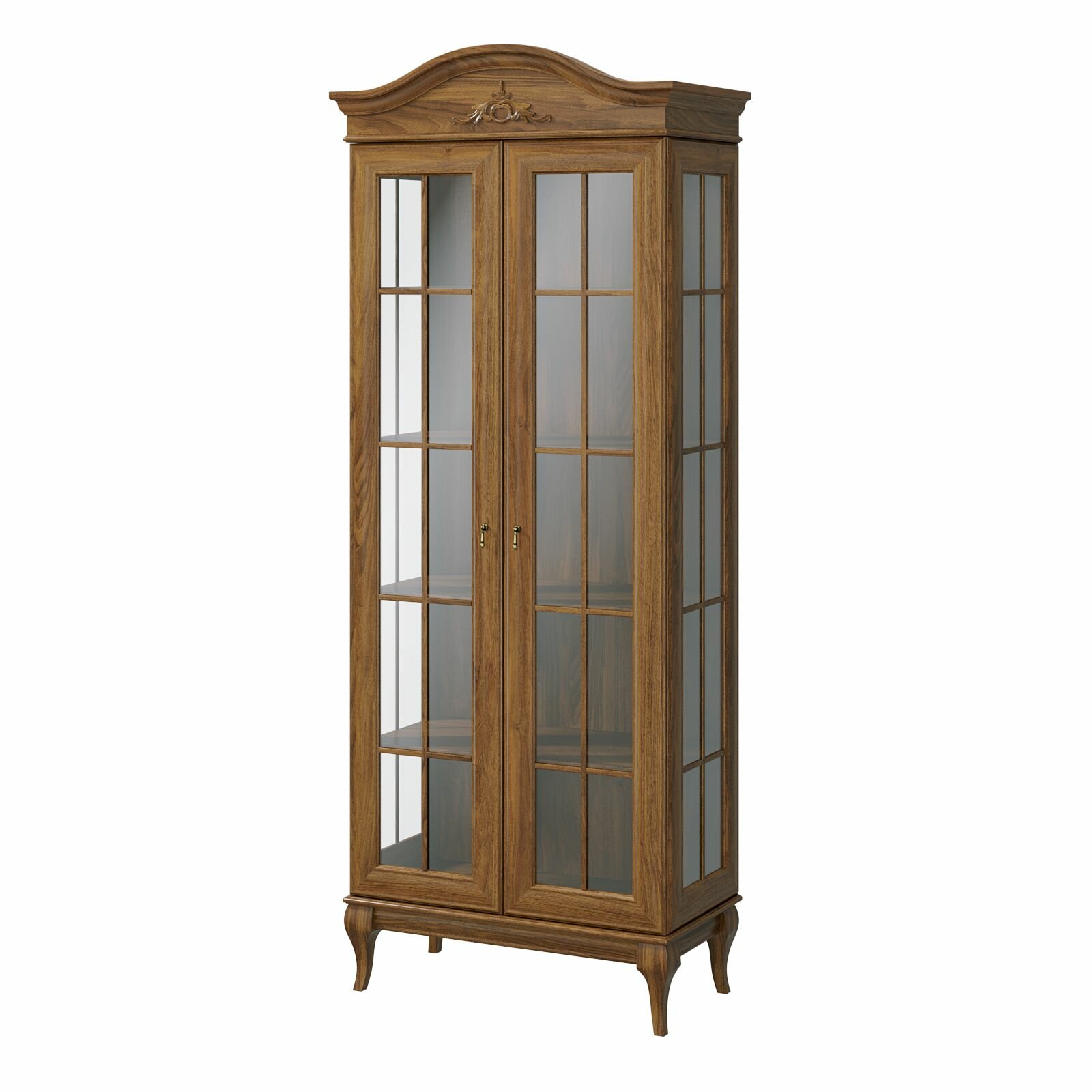 Шкаф витрина Фабрика Хорошей Мебели "Арлин", 86x45x216 см, 2 двери, 4 полки, коричневый
