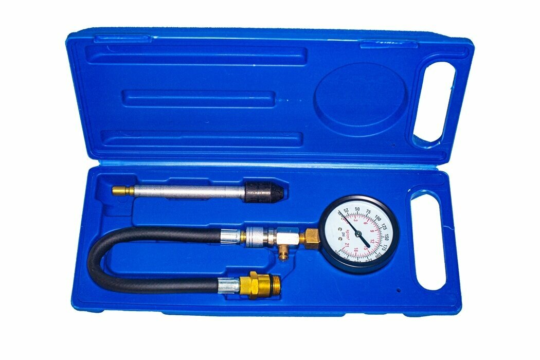 Компрессометр Vertul VR50191, для двигателя, гибкий шланг, длина 325 мм, синий