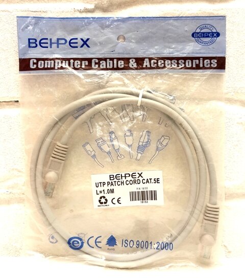Патч-корд Behpex utp cat 5e 1.0 m серый