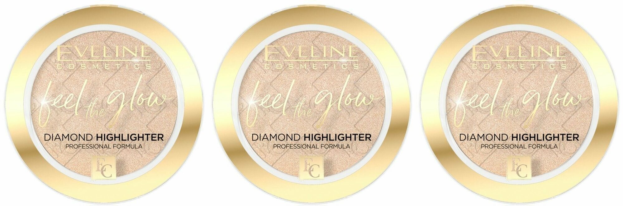 Eveline Cosmetics Хайлайтер для лица Feel the Glow, тон 10 Gold Luminous, 4,2 г, 3 шт