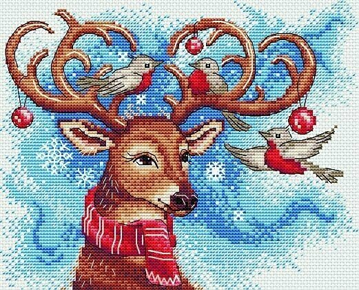 Набор для вышивания Жар-Птица #М-649 Мечтательный олень, Счетный крест, 22 x 18 см