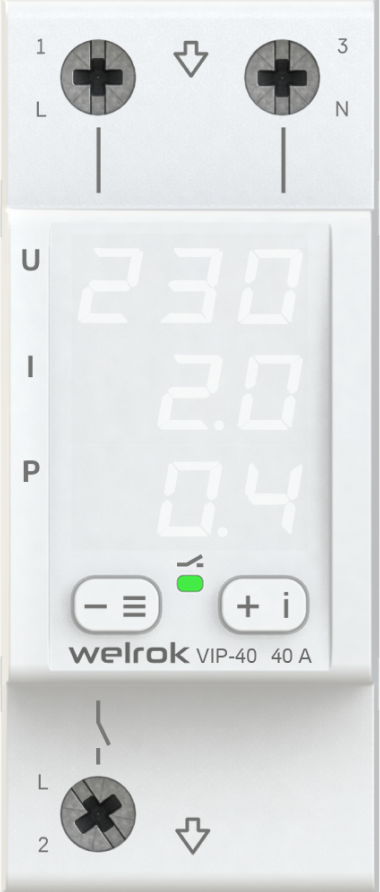 Реле напряжение с контролем тока Welrok VIP-40