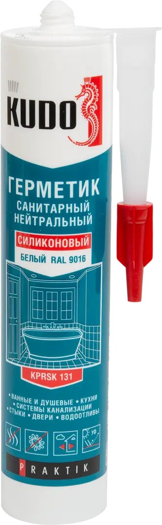 Герметик силиконовый Kudo Praktik нейтральный санитарный белый 260 мл