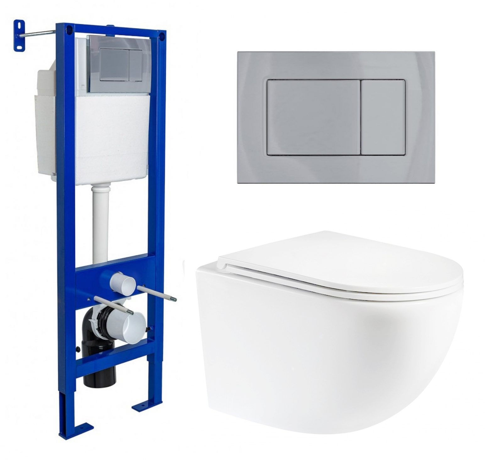 Комплект 3 в 1 инсталляция Berges Wasserhaus Atom 410 + Унитаз подвесной Enio Unico Tornado 1.0 + кнопка хром