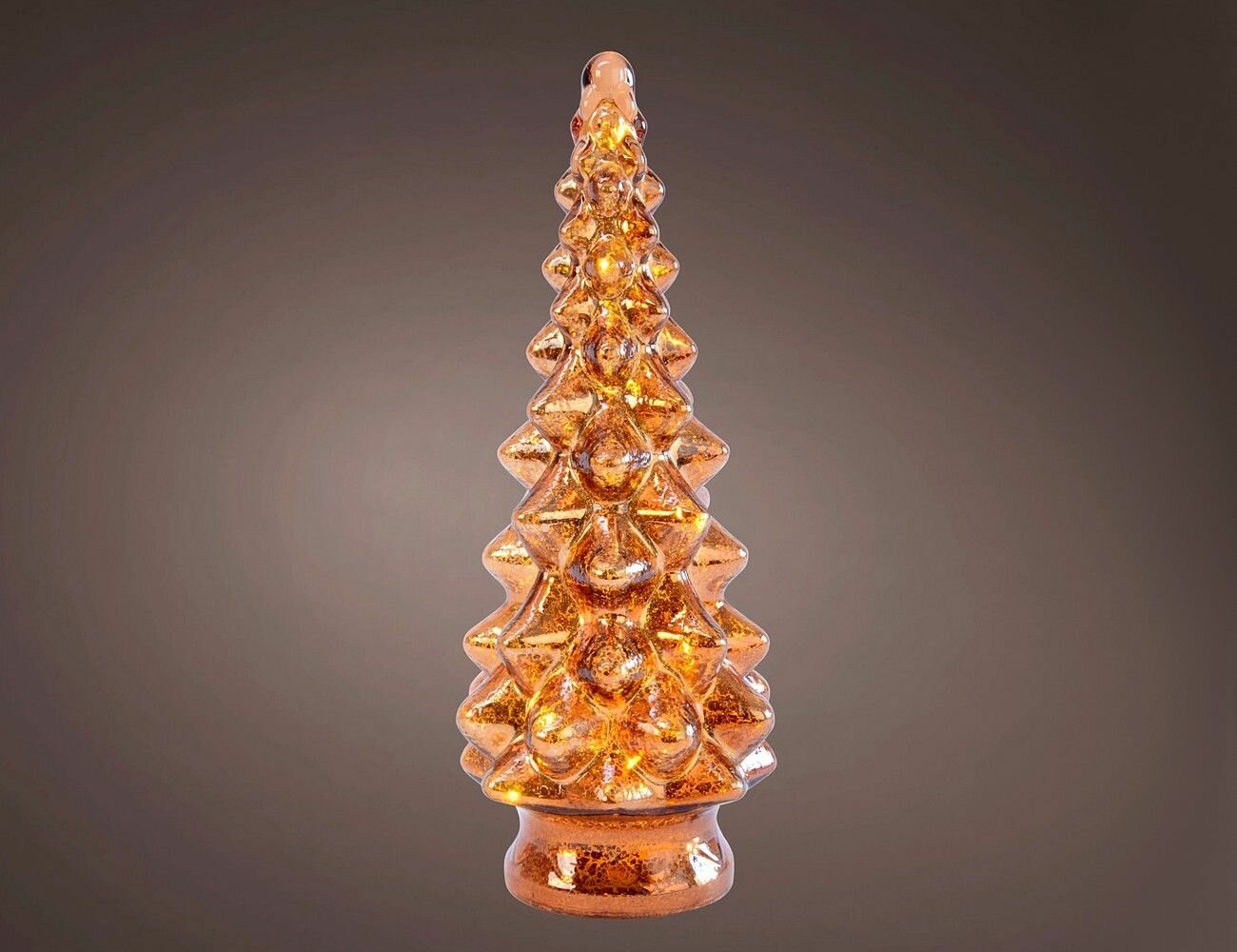 Новогодний светильник ёлочка - ГЬЯЧЧ0 кальдо, янтарная, 10 тёплых белых микро LED-огней, 39 см, батарейки, Kaemingk 486702