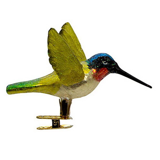 Стеклянная елочная игрушка Колибри Terra Bella 11 см, зеленая, клипса, Kurts Adler, NB0300-1