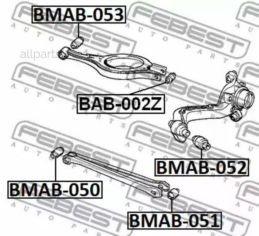 FEBEST BMAB-053 Сайлентблок заднего поперечного рычага BMW 3 E46 1997-2006 [ECE] FEBEST BMAB-053
