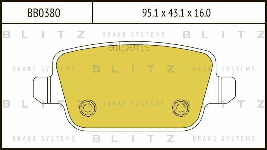 BLITZ BB0380 колодки тормозные дисковые задние FORD FOCUS II, GALAXY, KUGA I , MONDEO IV, S-MAX 06- LAND ROVER FREELANDER 06-14 VOLVO S80 II, V70 III, XC70 05-