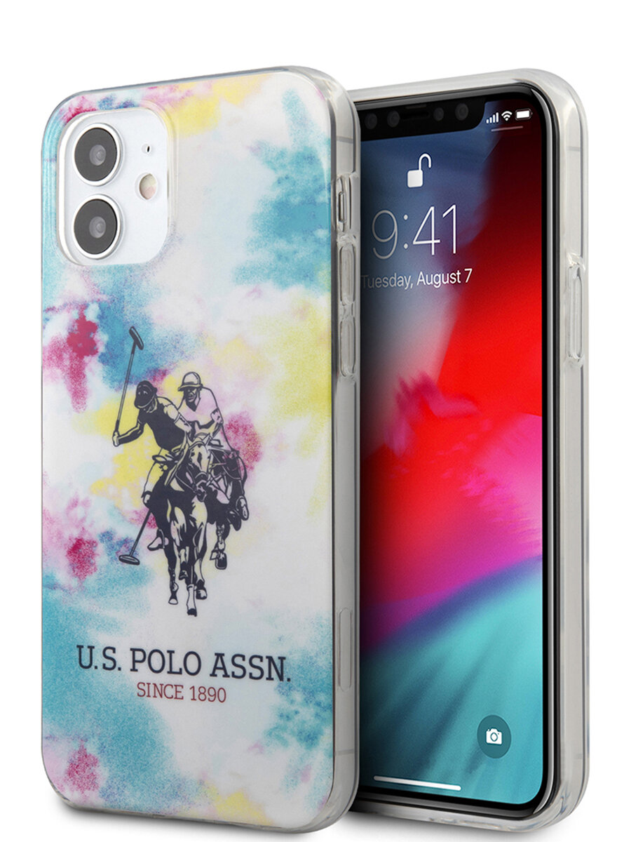U.S. Polo чехол для iPhone 12 mini, Tie & Dye Double Horse мультиколор