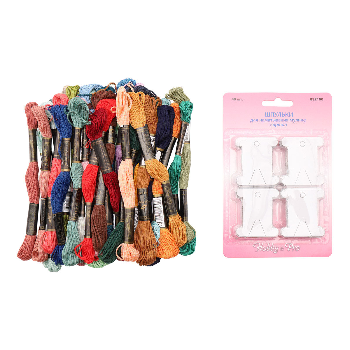 Мулине набор 'Вышивальная палитра' со шпульками, 40 шт, Bestex