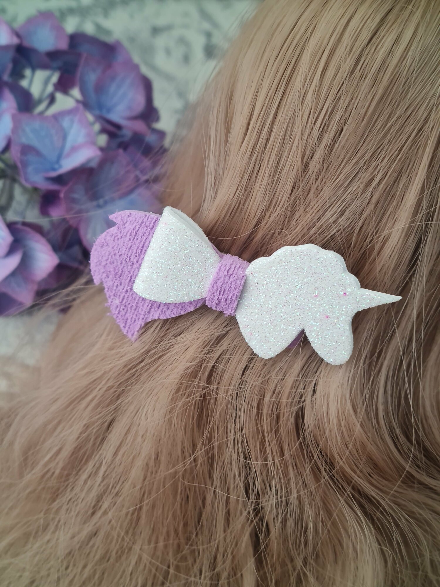 Заколка для волос " Милый единорожка" фиолетовый