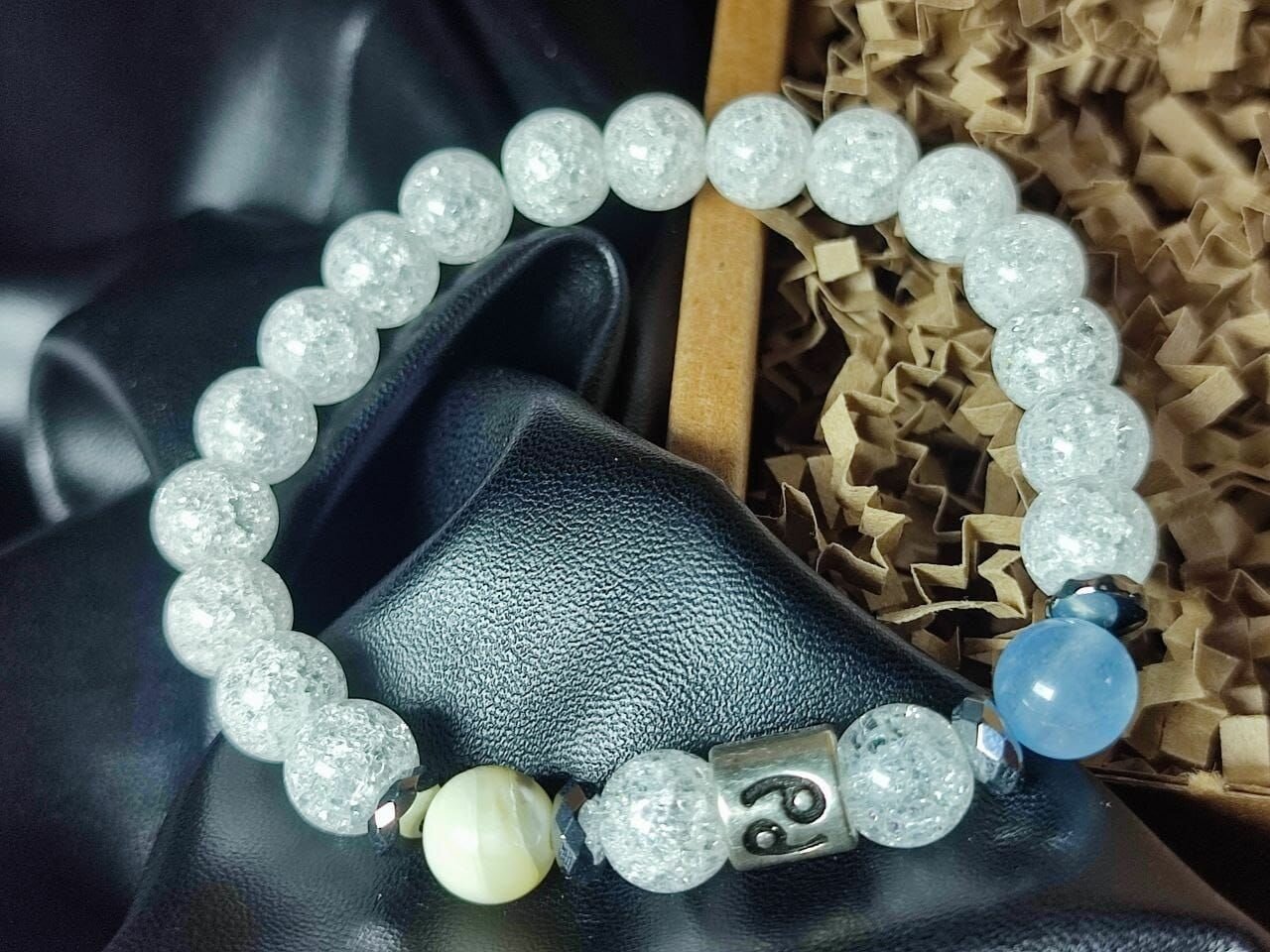 Браслет, перламутр, аквамарин