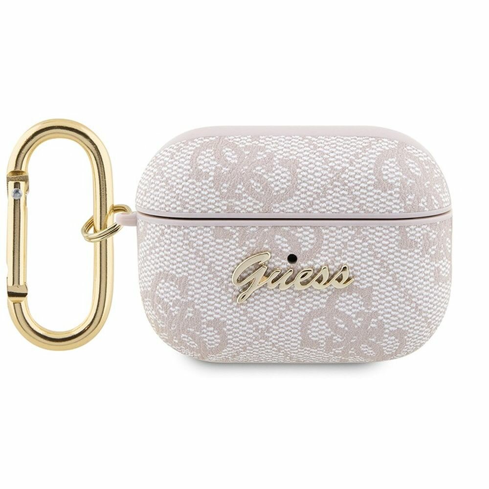 Чехол CG Mobile Guess для Airpods Pro 2 PU leather 4G with metal logo and carabin Pink - Розовый