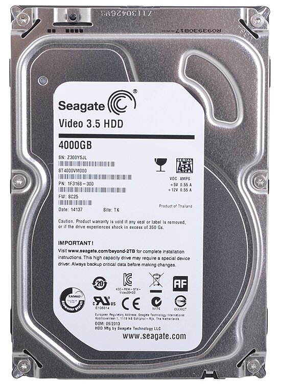 Жесткий диск Seagate Video 3.5" 4Tb SATA 6Gb/s 1F3168-300