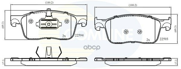 Колодки торм ПЕР Citroen Dispatch 16-, Jumpy 16-, Space Tourer 16-, Peugeot Expert 16-, Traveller 16 шт. Comline арт. CBP02354
