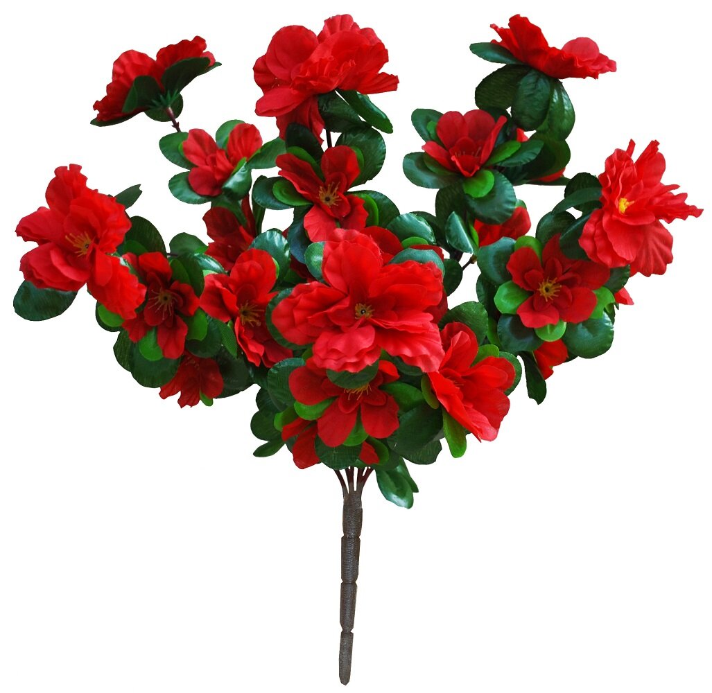 Искусственный цветок Holodilova "Азалия", 45см, красный, зеленый, текстиль