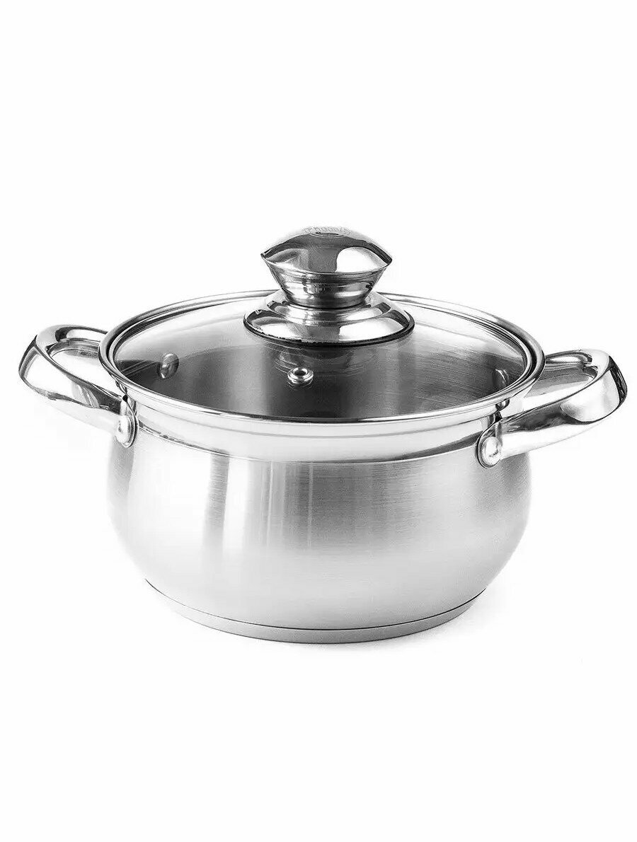 Кастрюля П-1618 "Практичная" с стеклянной крышкой 1.8 л