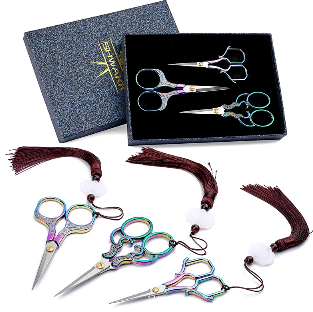 Подарочный Набор Швейных Ножниц 6в1 в Винтажном Стиле. Красивый Подарок для Рукоделия, Кройки, Шитья и Творчества