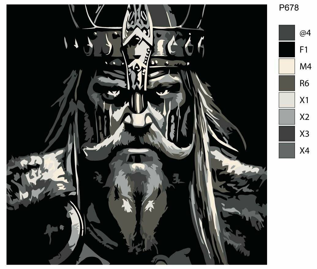 Детская картина по номерам P678 "Король Викингов" 30x30