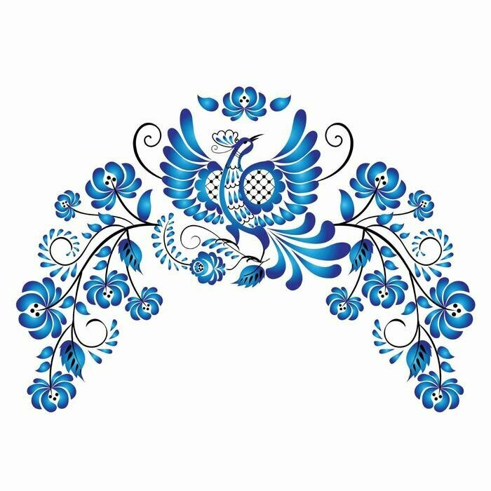 Термонаклейка «Гжель птица», 31.5×23.5 см, набор 10 шт.