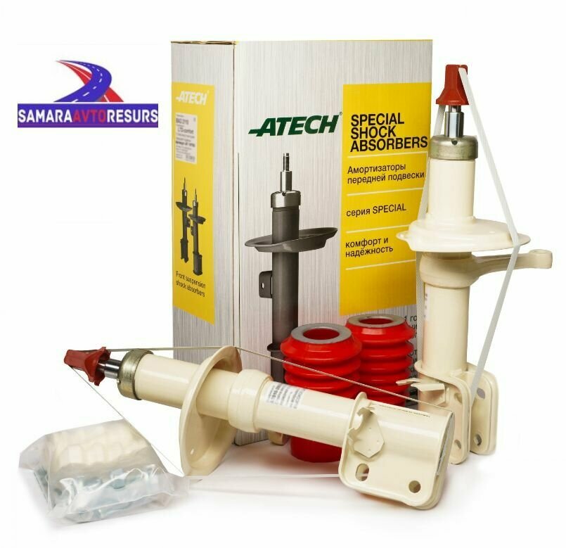 Амортизатор передней подвески ATECH LTD-comfort 2108-09, 21099, 2113-15 (2 шт) с газовым подпором; в комплекте пыльники, отбойники, крепежные элементы. (к-т)