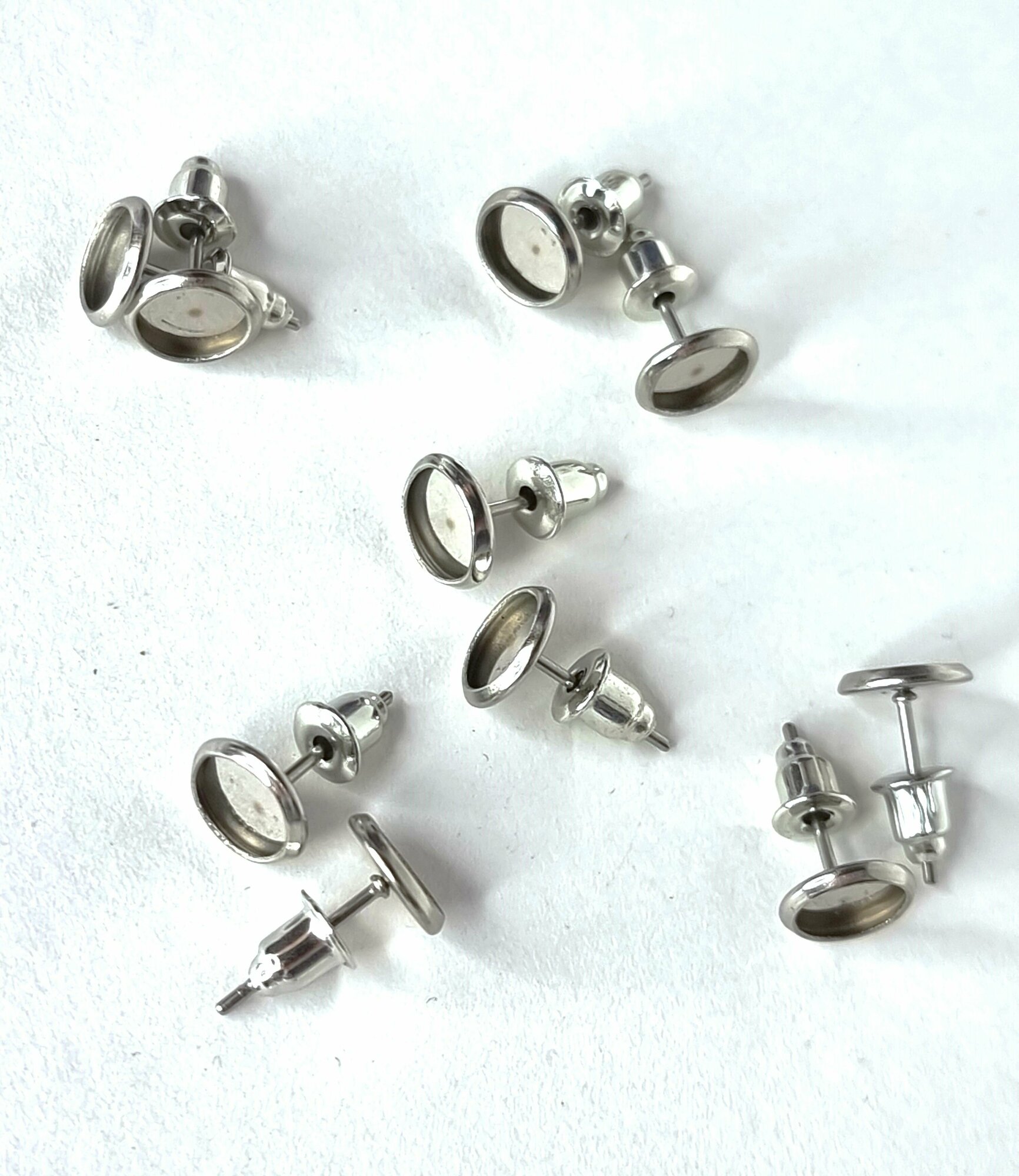 Швензы-Пусеты под вклейку d 6мм. Цвет Родий. 5 пар.