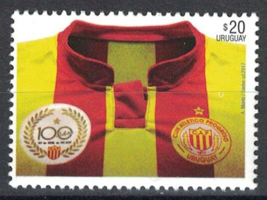 Почтовые марки Уругвай 2017г. "100 лет Клубу Атлетико Прогресо" Спорт MNH