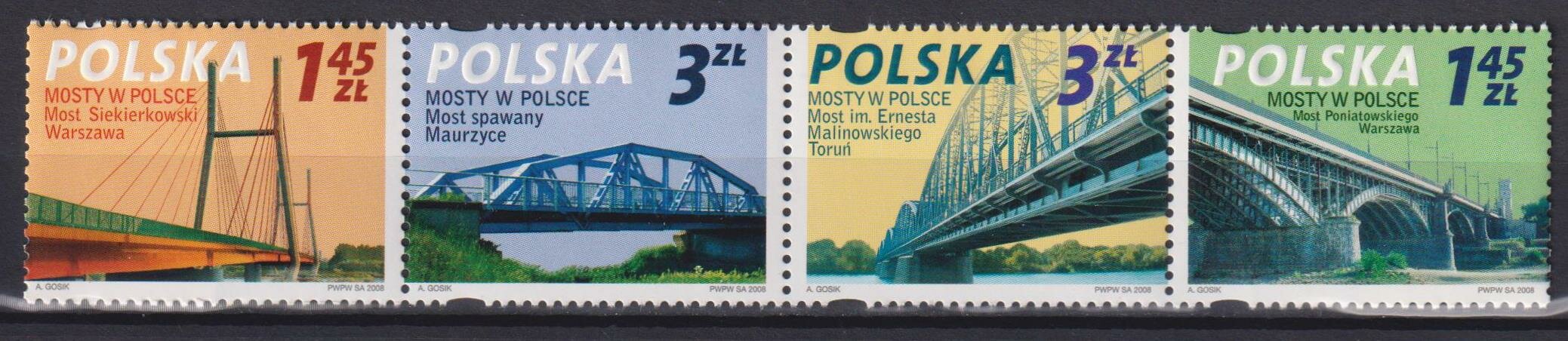 Почтовые марки Польша 2008г. "Польские мосты" Мосты MNH