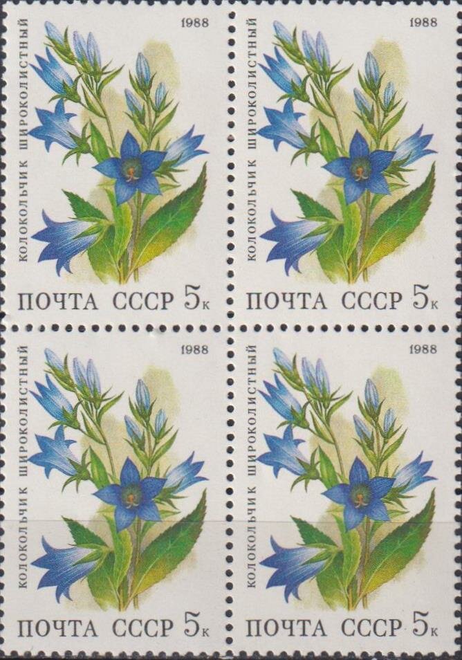 Почтовые марки СССР 1988г. "Колокольчик широколистный" Цветы MNH