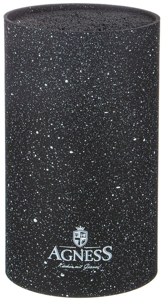 Подставка для ножей Agness / Агнесс Black Marble с внутренним наполнением из прочного полимера пластик черный 11х18см