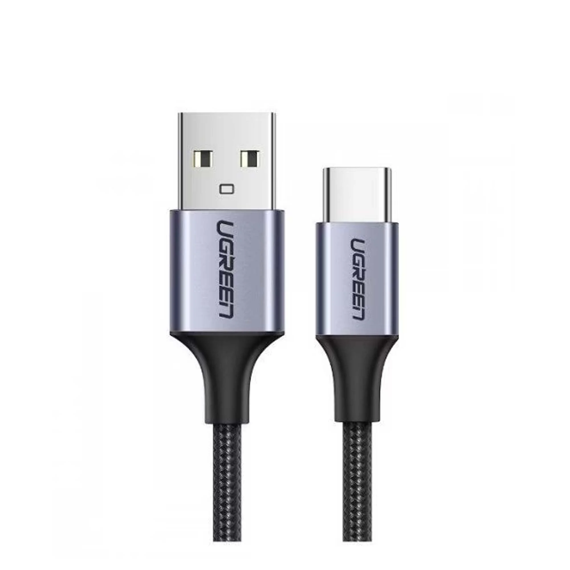 Ugreen US288 (60128) USB-A 2.0 to USB-C Cable Nickel Plating Aluminum Braid 2m space gray usb кабель (usb-a to usb-c)