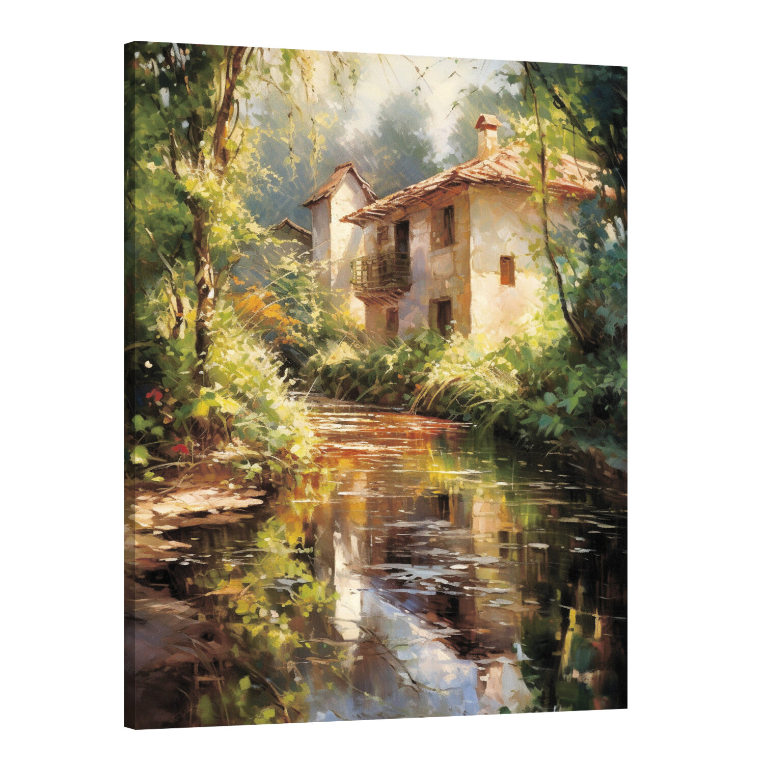 Интерьерная картина 50х70 "Деревня в стиле импрессионизма"