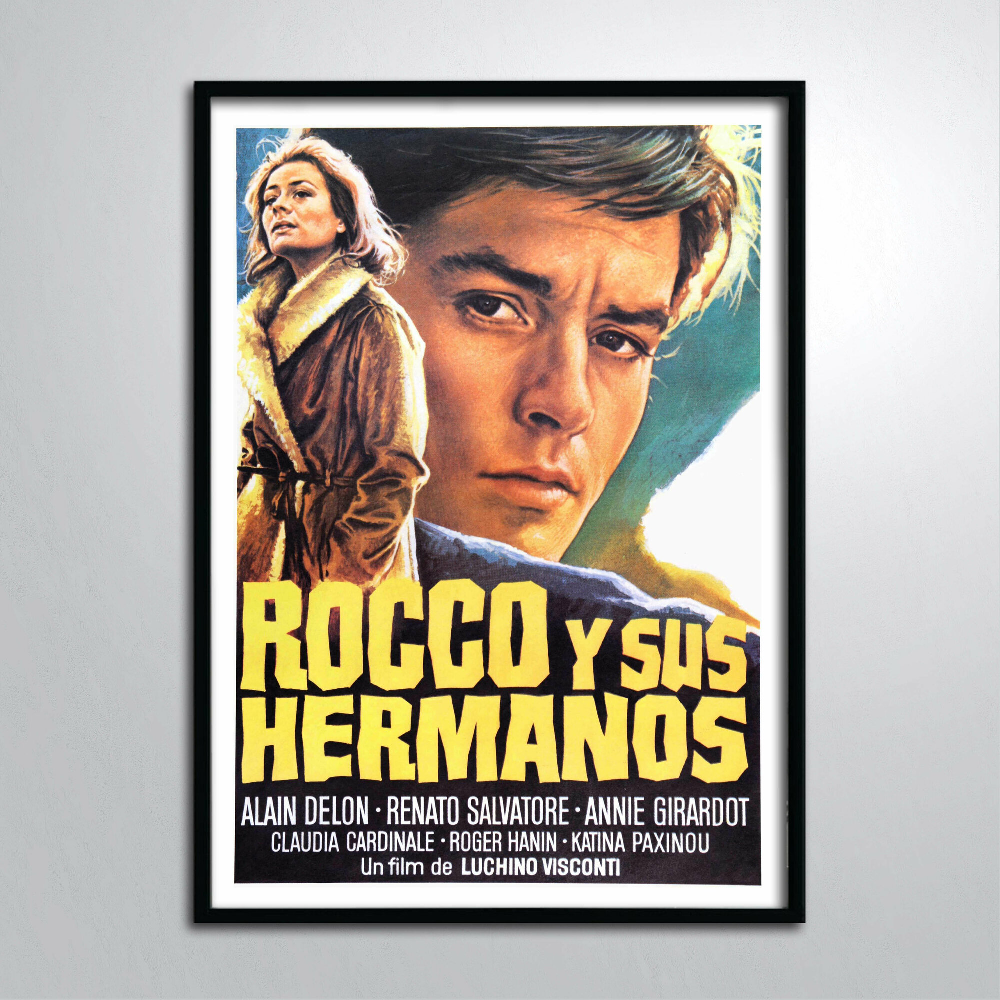 Постер в раме/Винтажный плакат/Лукино Висконти Рокко и его братья (1960) Ален Делон Бумага Rocco