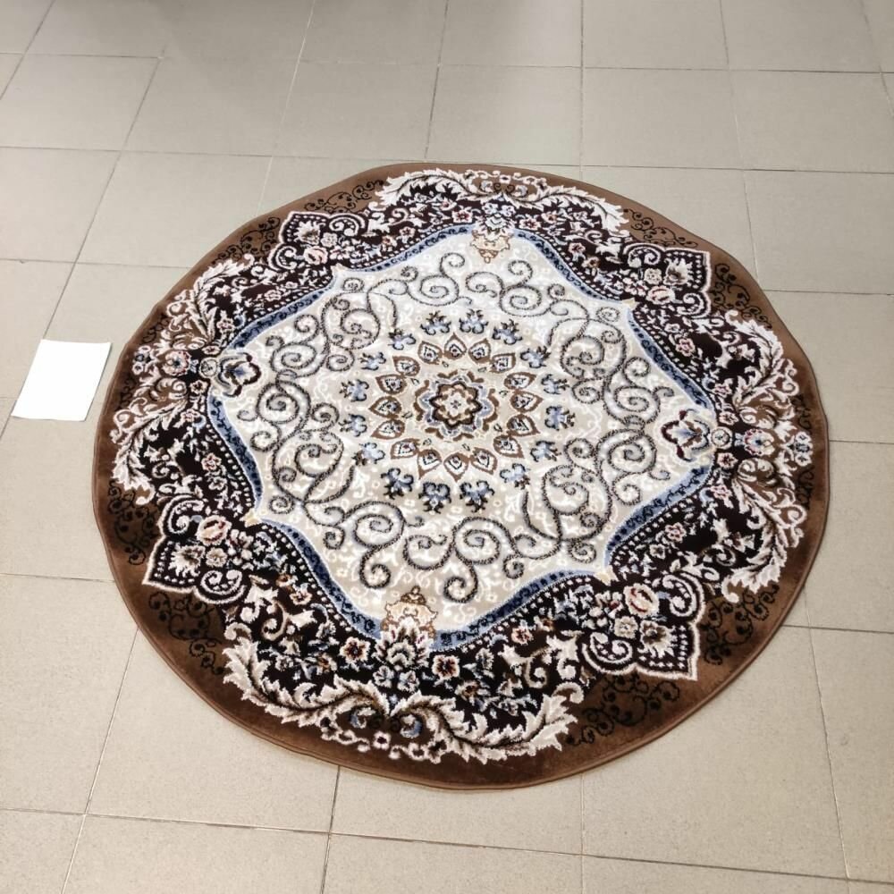 Ковер Классический БАЛ текстиль Elegant KZ F004A Круг Бежевый Коричневый 2 м на 2 м