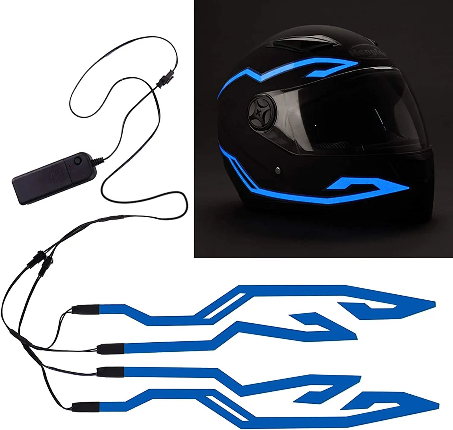 Светильник для мотоциклетного шлема, сигнальный светильник для ночной езды, шлем 4 в 1, EL Light, 3 режима, светодиодная лента для шлема, комплект аксессуаров для украшения