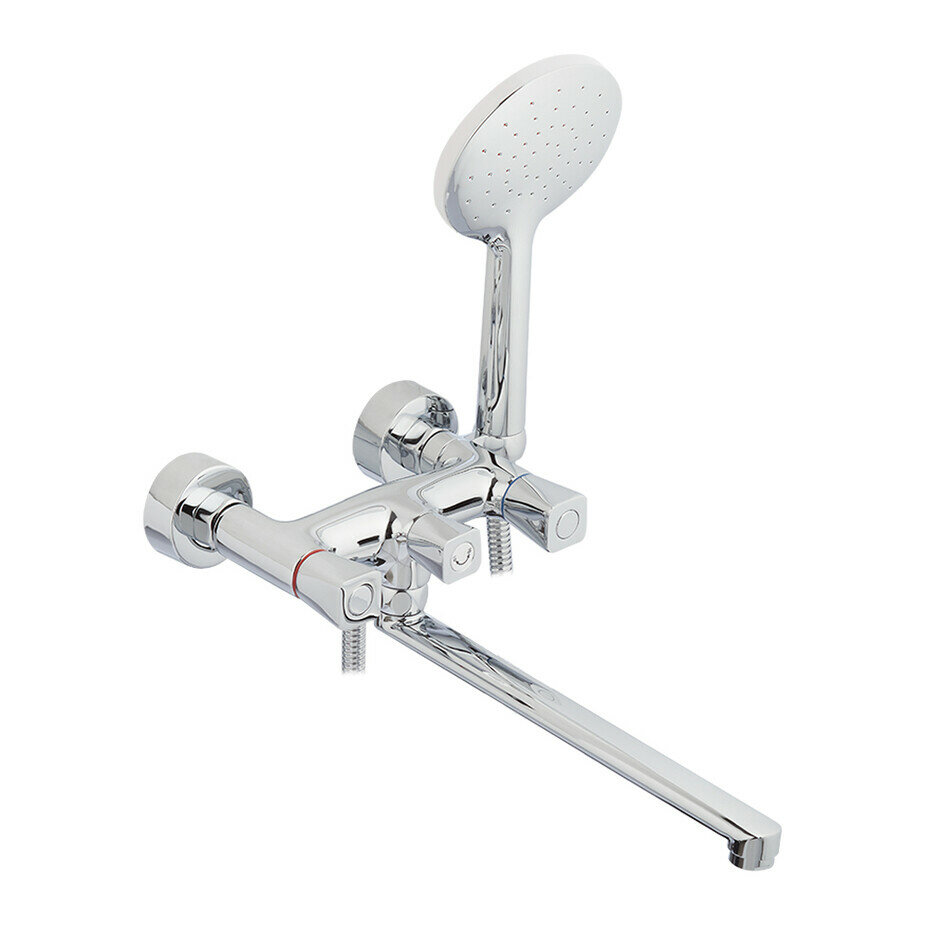 Смеситель для ванны и душа LAVELLY System с длинным изливом двухвентильный с лейкой