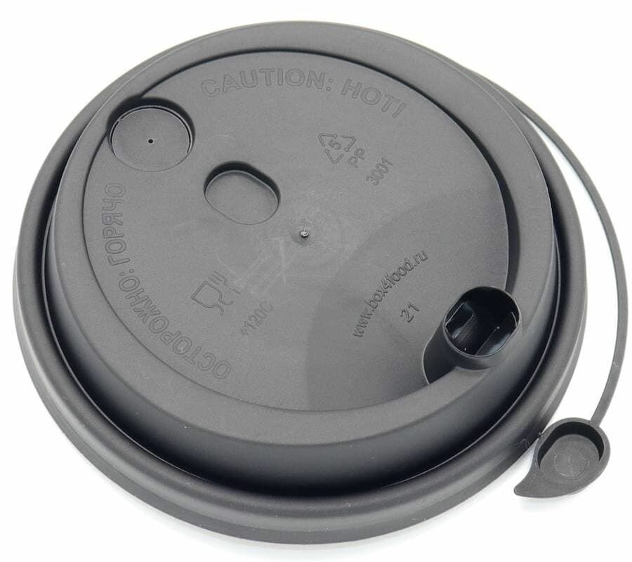 Крышка с колпачком на поводке FLIP-TOP черная матовая d-90, 50 шт