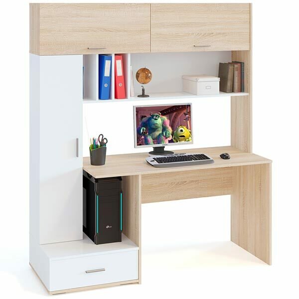 Стол компьютерный Сокол КСТ-17, цвет дуб сонома/белый
