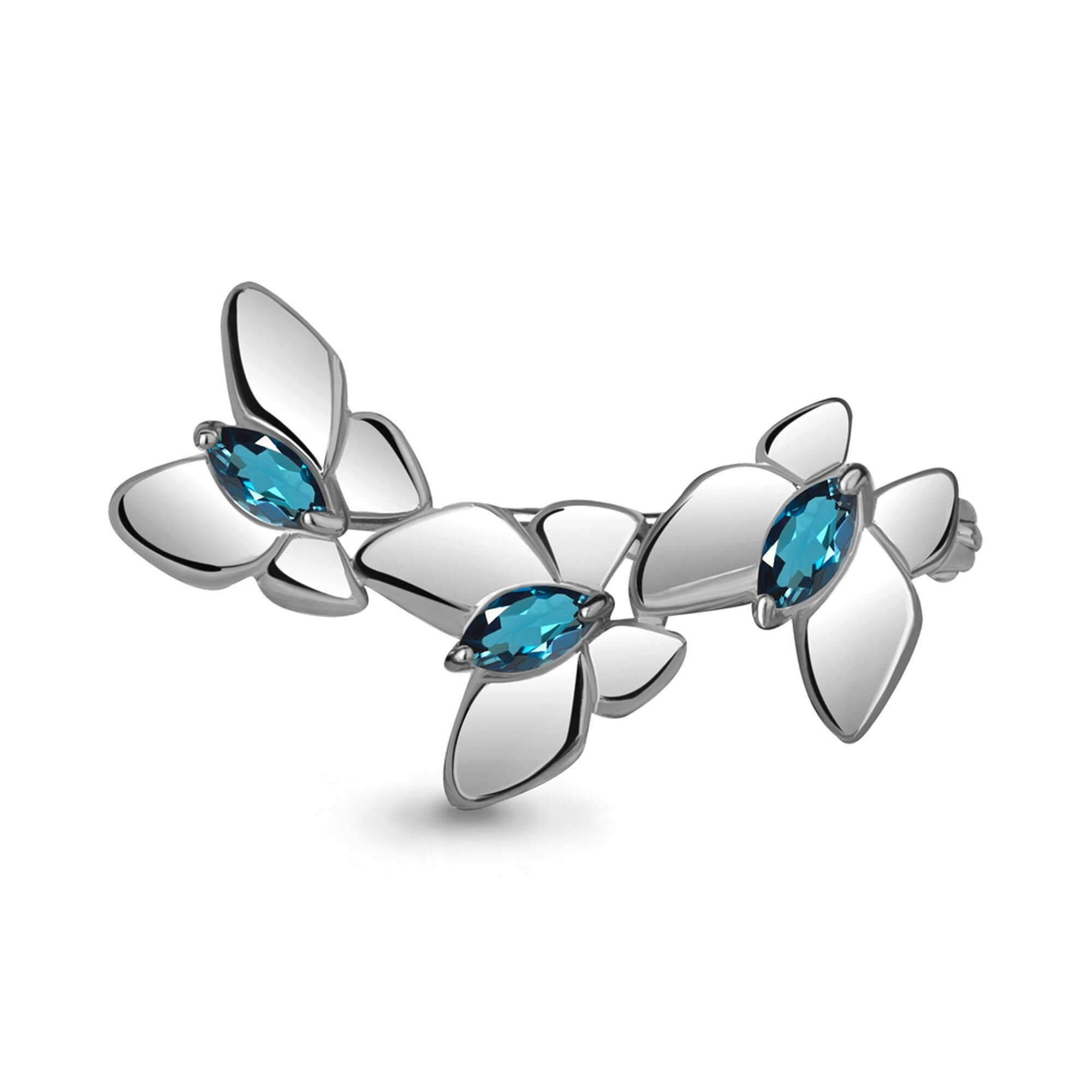 Брошь, серебро, 925 проба, родирование, Лондон топаз