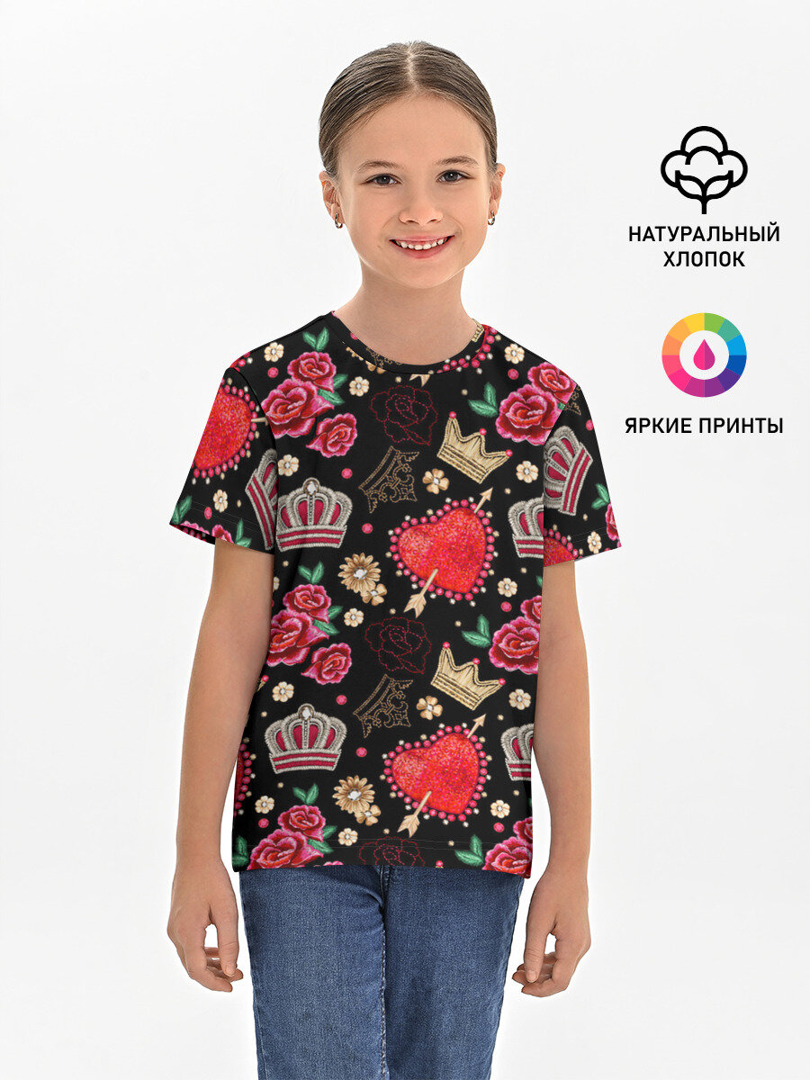 Футболка хлопковая детская Корона и розы