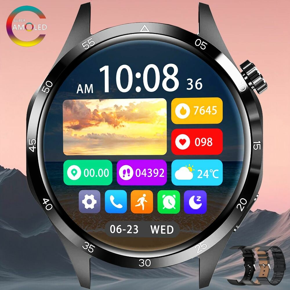 Cмарт часы мужские и женские Limited Edition 2024, Series 4 Pro Max, 3 ремешка, 46mm, черный, NFC, с функцией вызова по Bluetooth