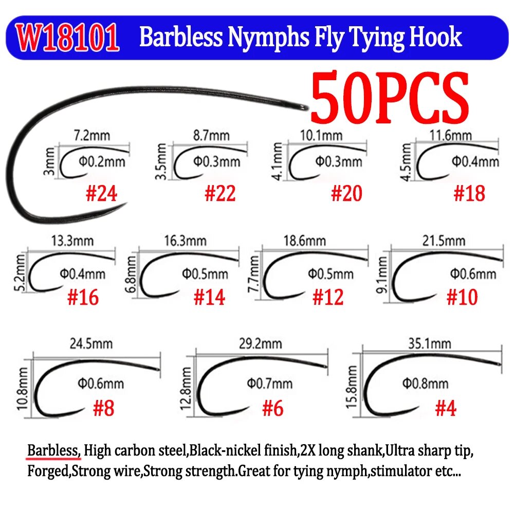 Wifreo крючки для нахлыста 50 шт. Size 20, 50pcs W18101