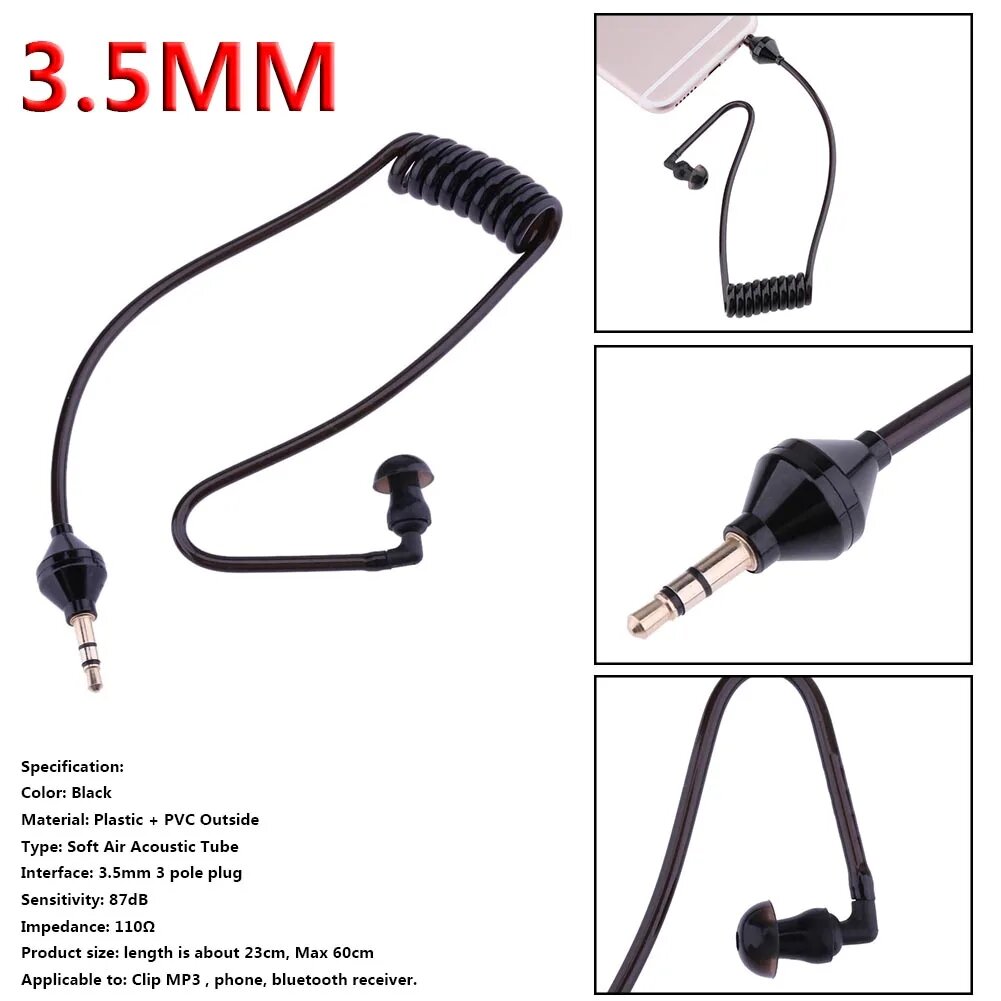 Монофоническая гарнитура Walkie Talkie Headset 3,5 мм чёрная