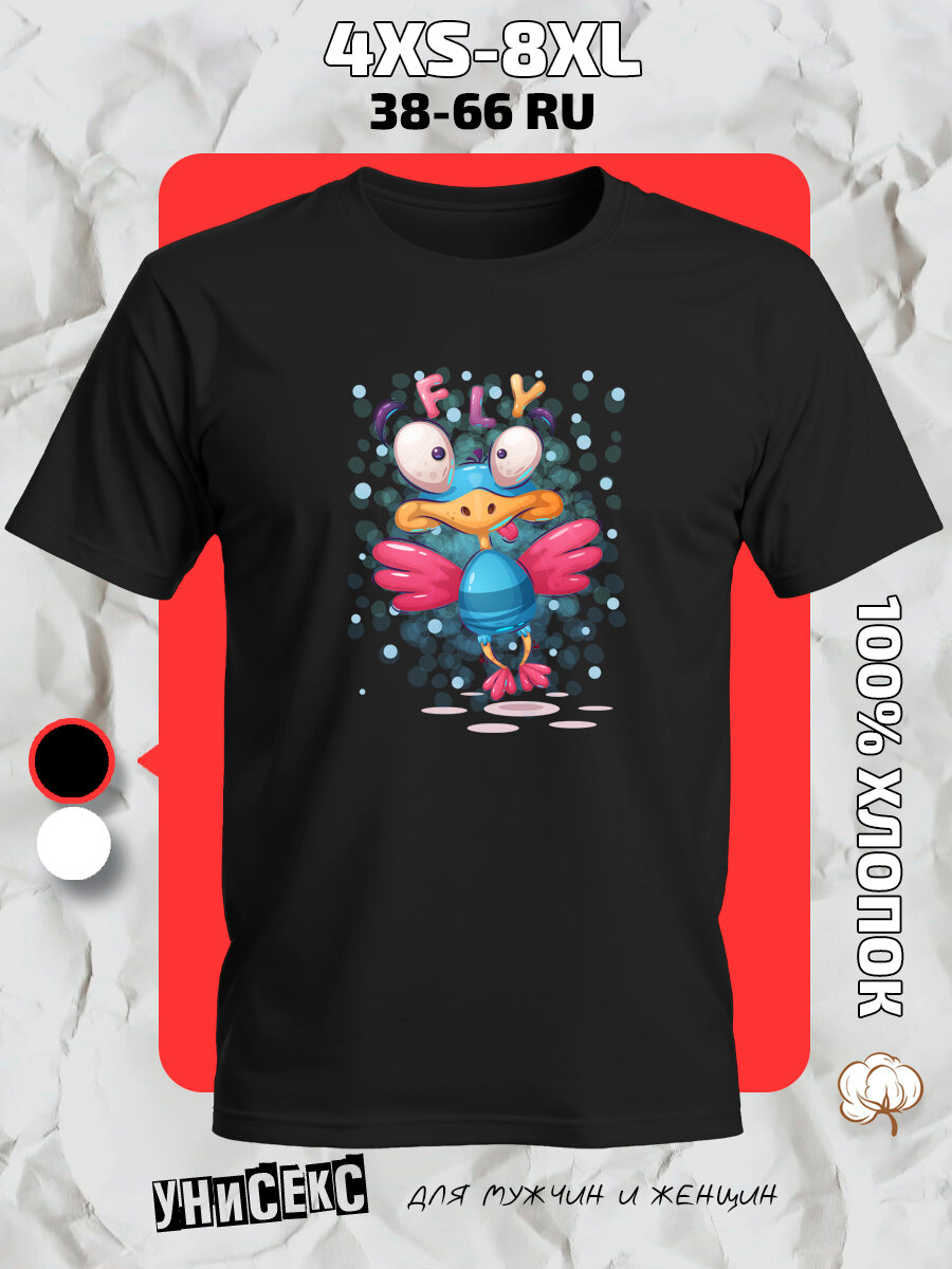 Футболка с принтом петух летит