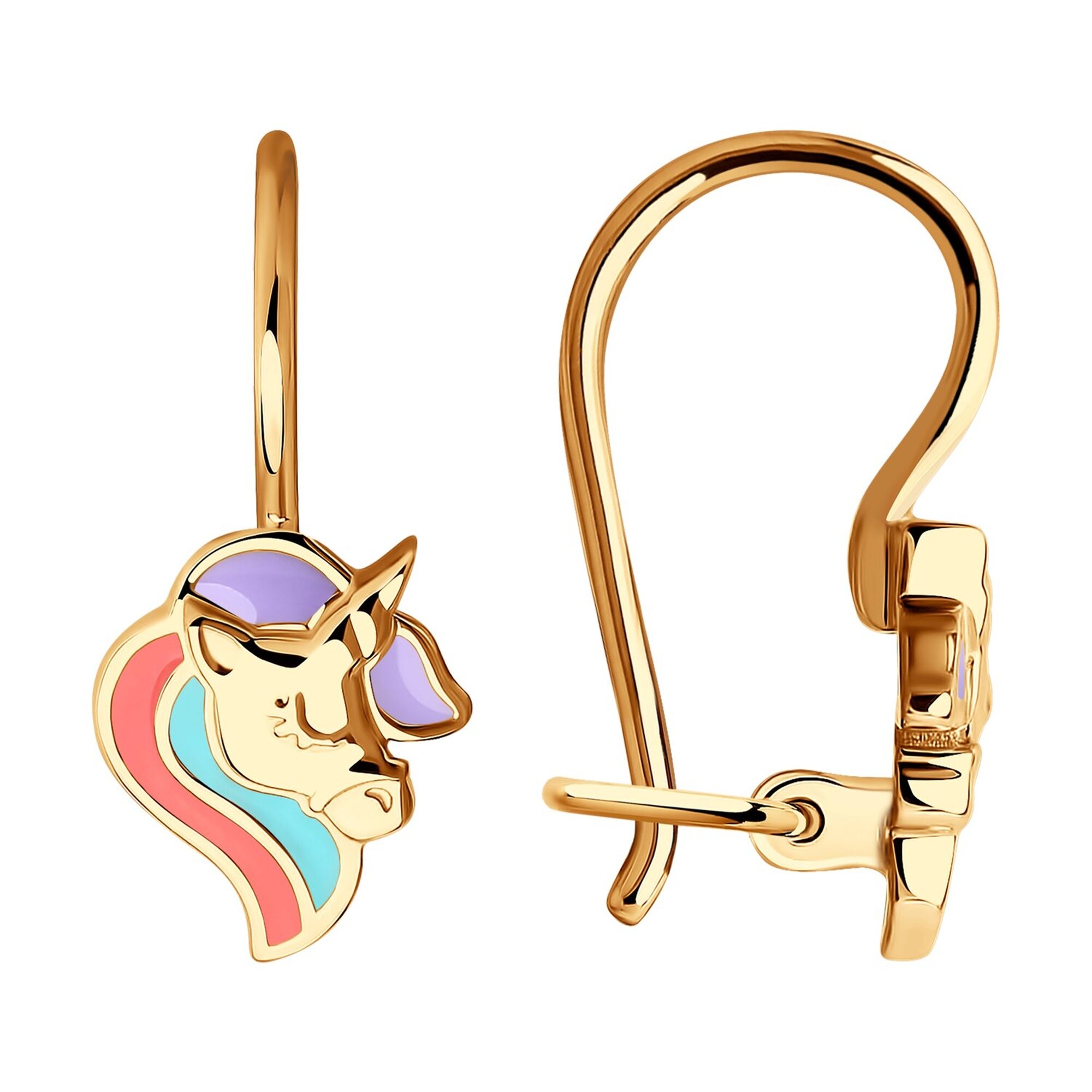 Серьги, красное золото, 585 проба, эмаль