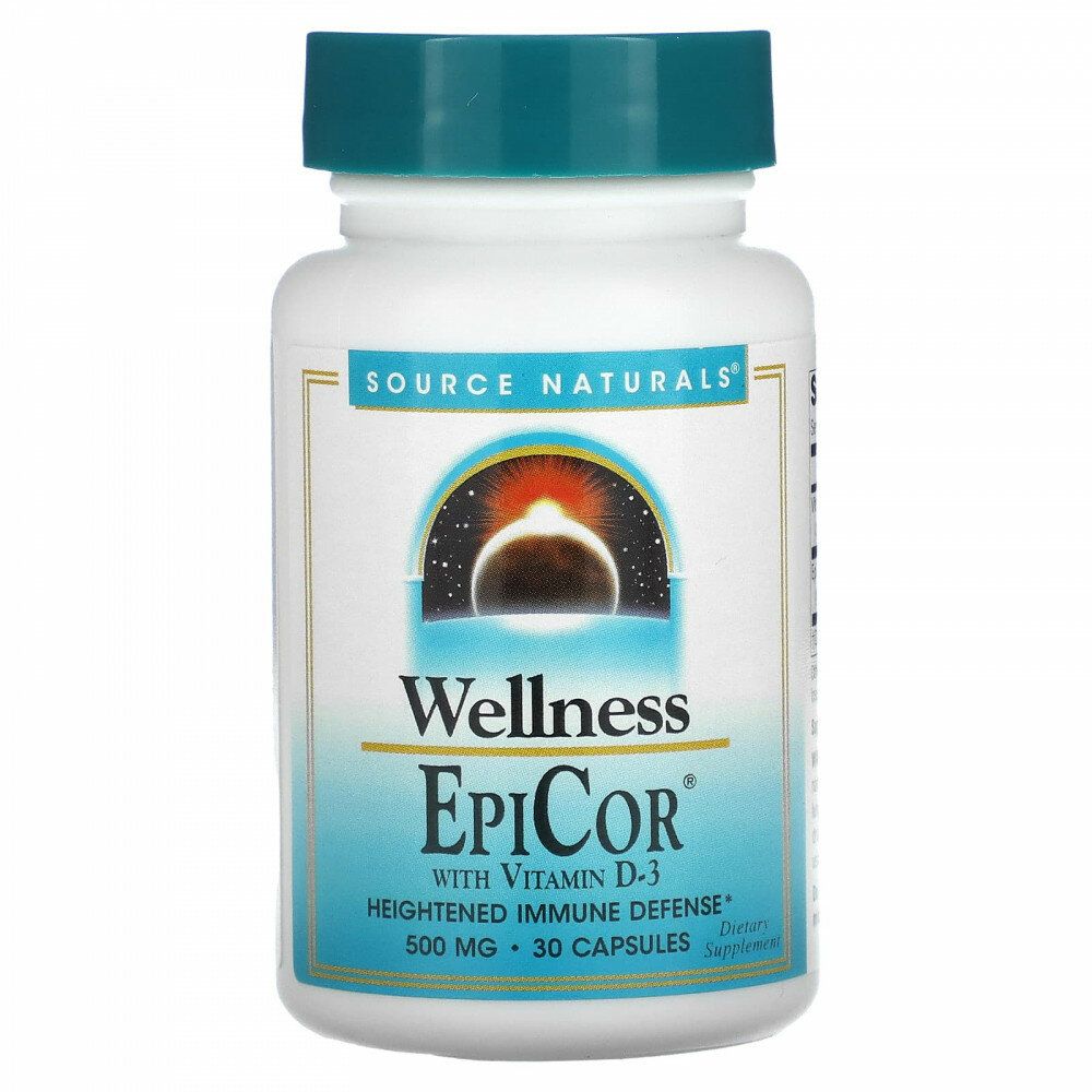 Source Naturals, Wellness, EpiCor® с витамином D3, 30 капсул