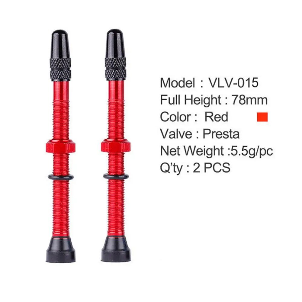 Бескамерные шинные клапаны Presta 48 мм, 60 мм, 2 шт. Красный, red-78mm