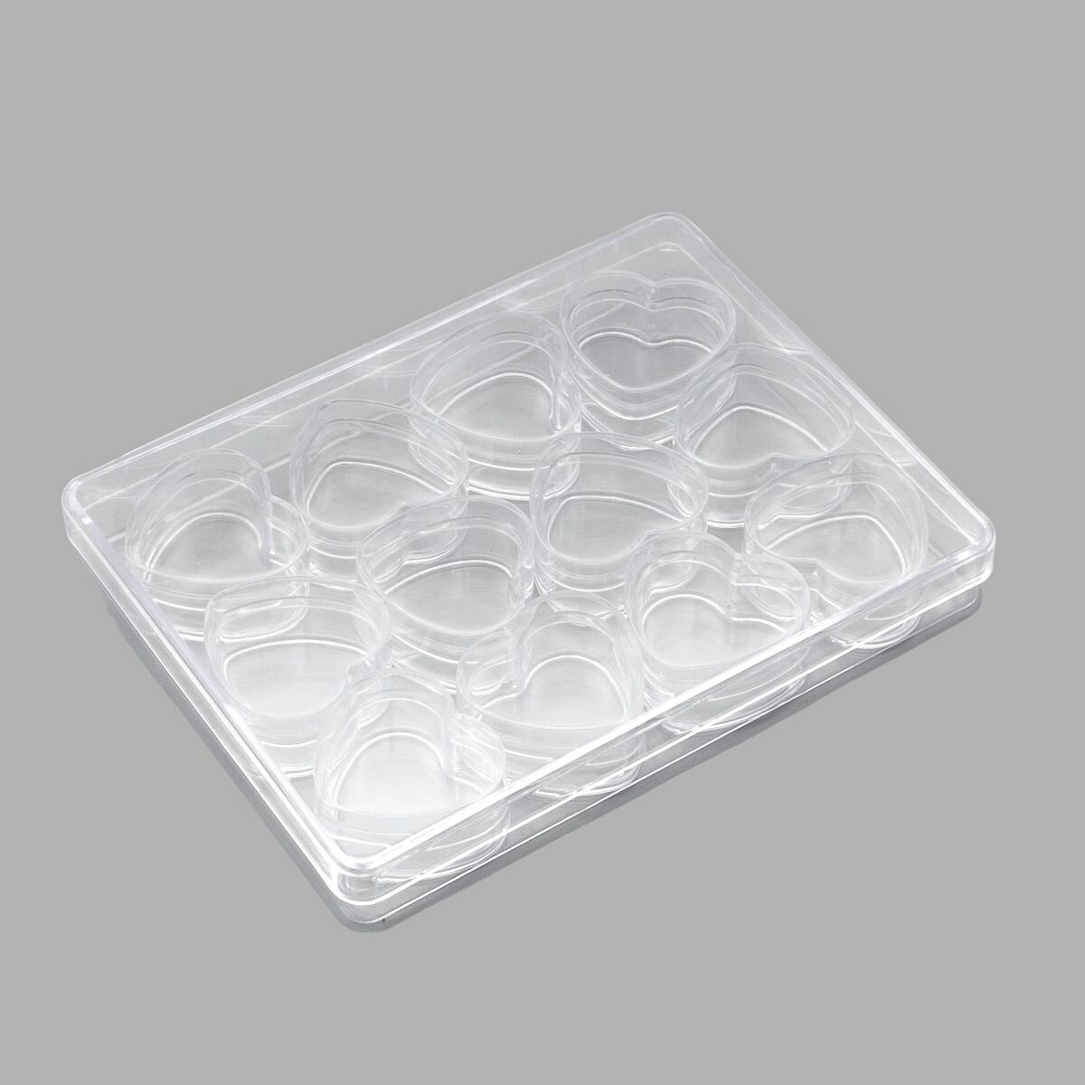 29677 Пластиковый контейнер с 12 баночками, 12,5*9,5*1,8см