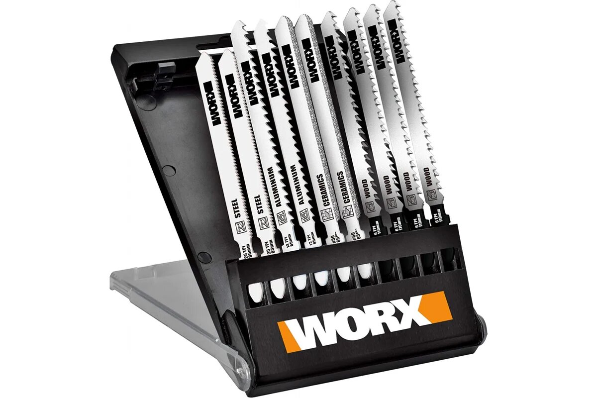WORX WA8106 набор пилок для лобзика, 10 шт, полотна для резки дерева, ДСП, металла